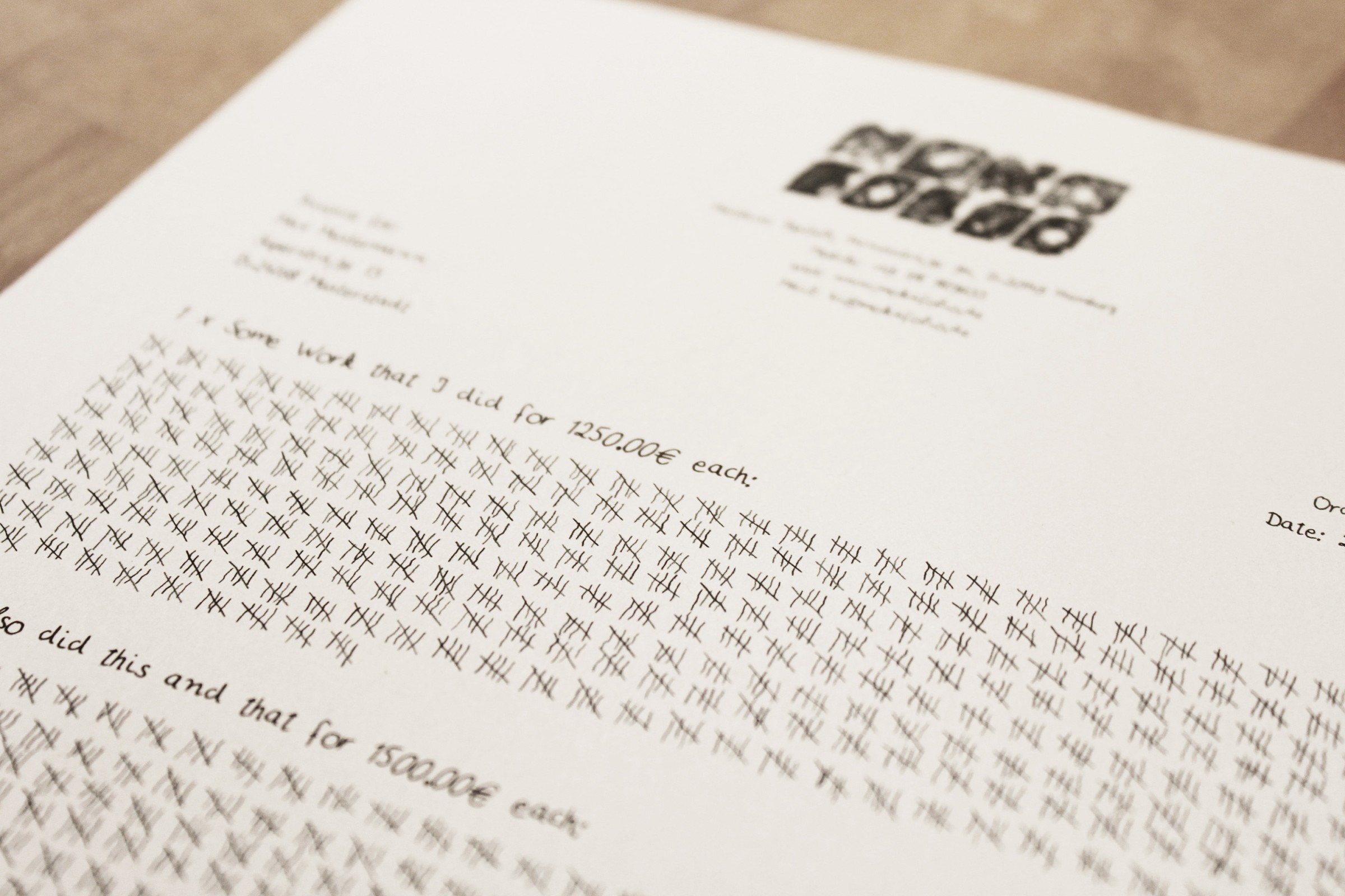 Mokafolio – Handwritten Invoice